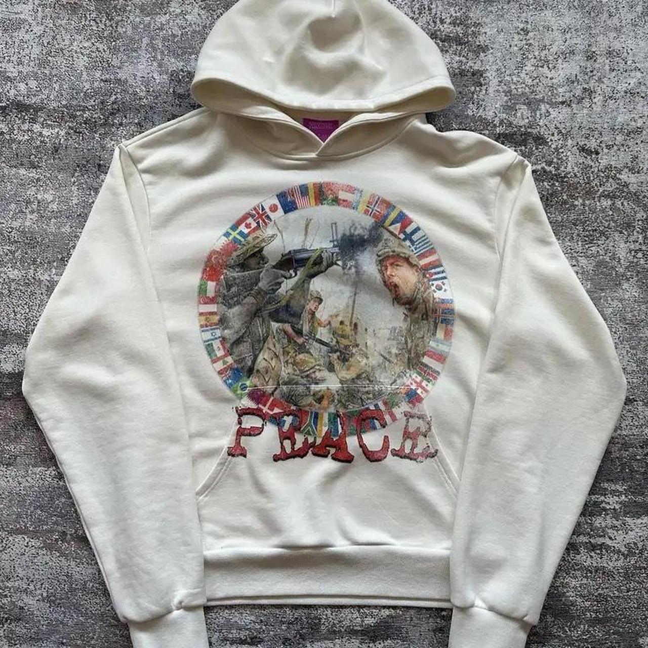 White Peace WW2 Graphic Hoodie | Depop