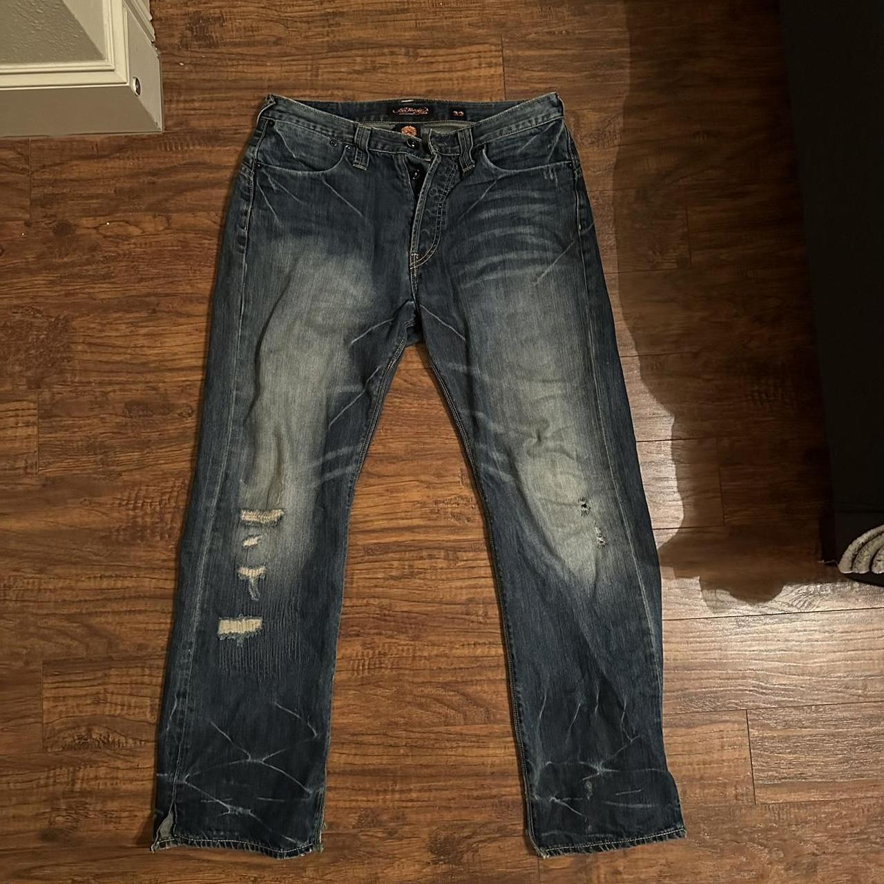 Ed Hardy Boot cut jeans Size 32 Super dope jeans - Depop