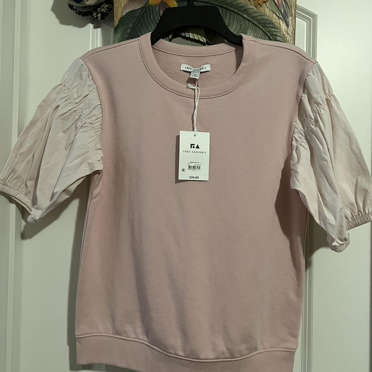 Free Assembly pink smocked mixty top. Sz S retail $24 - Depop