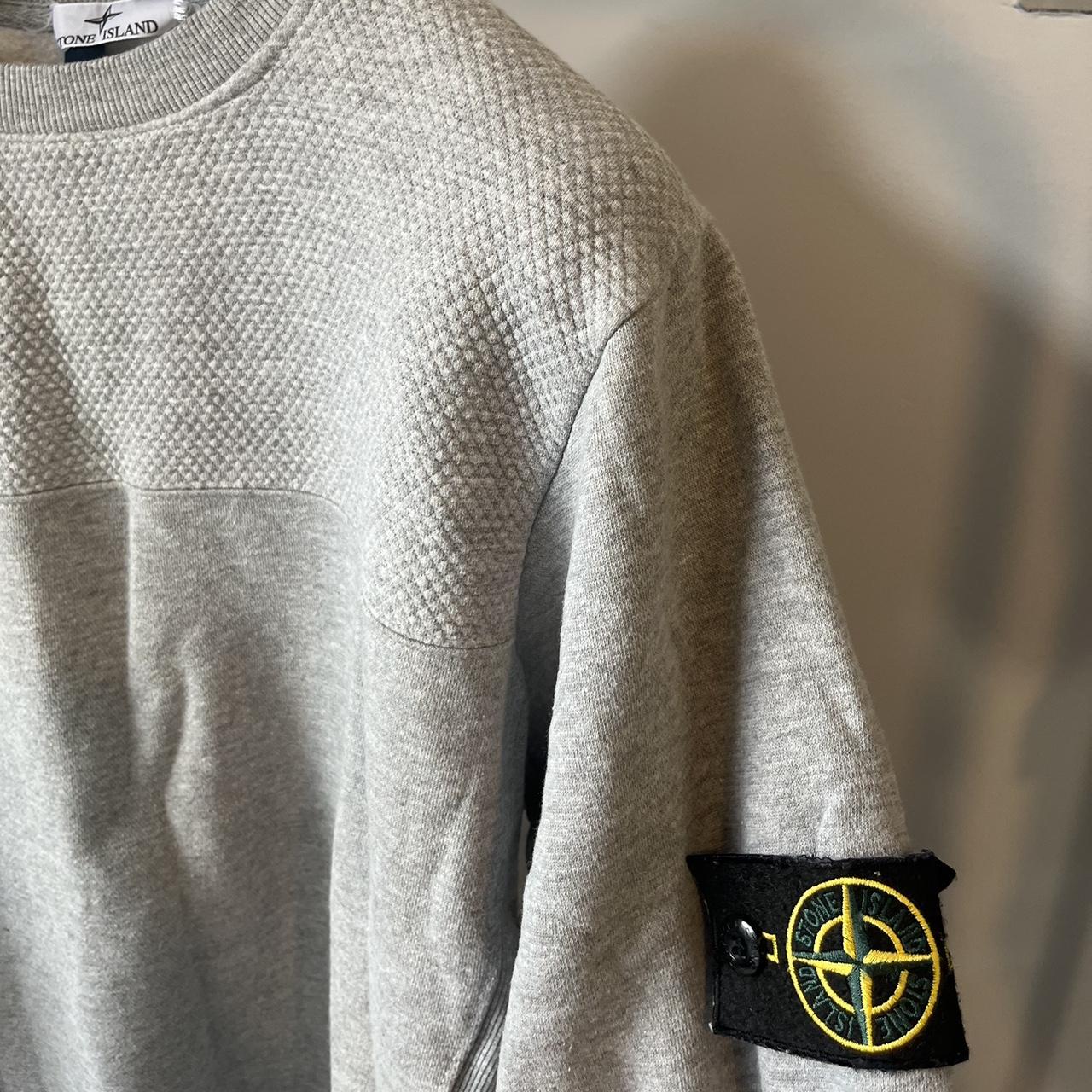 Small stone island grey jumper 8/10 condition Open... - Depop