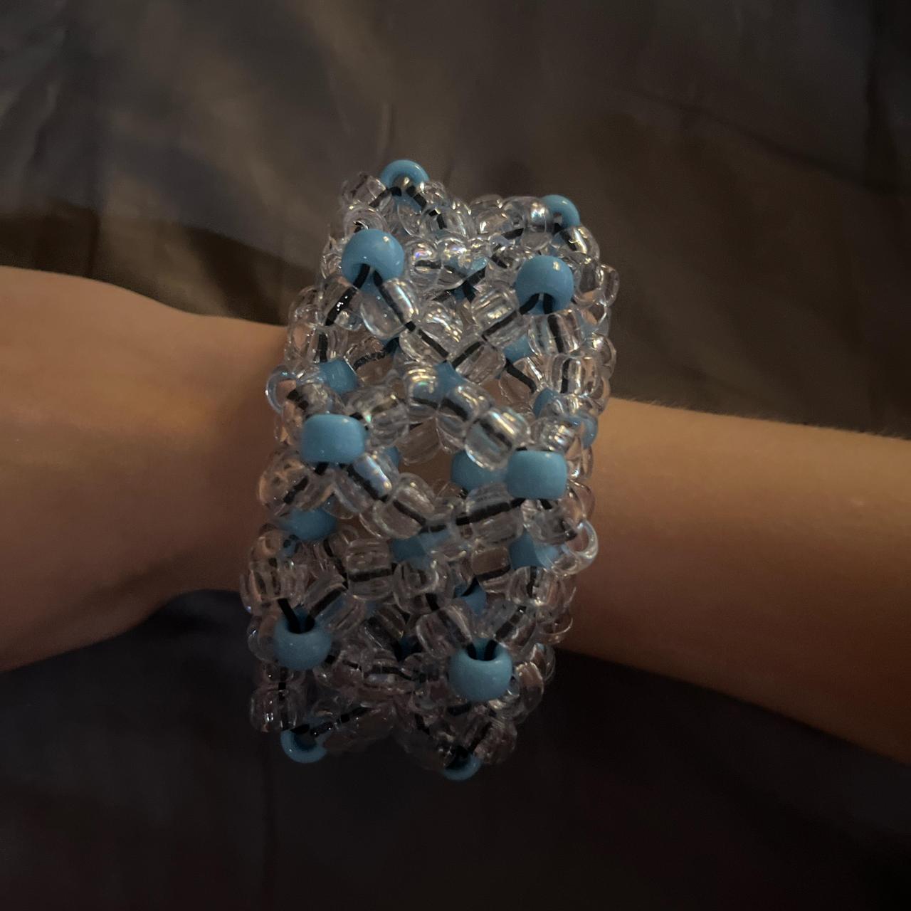 clear and blue kandi cuff dm for questions... - Depop