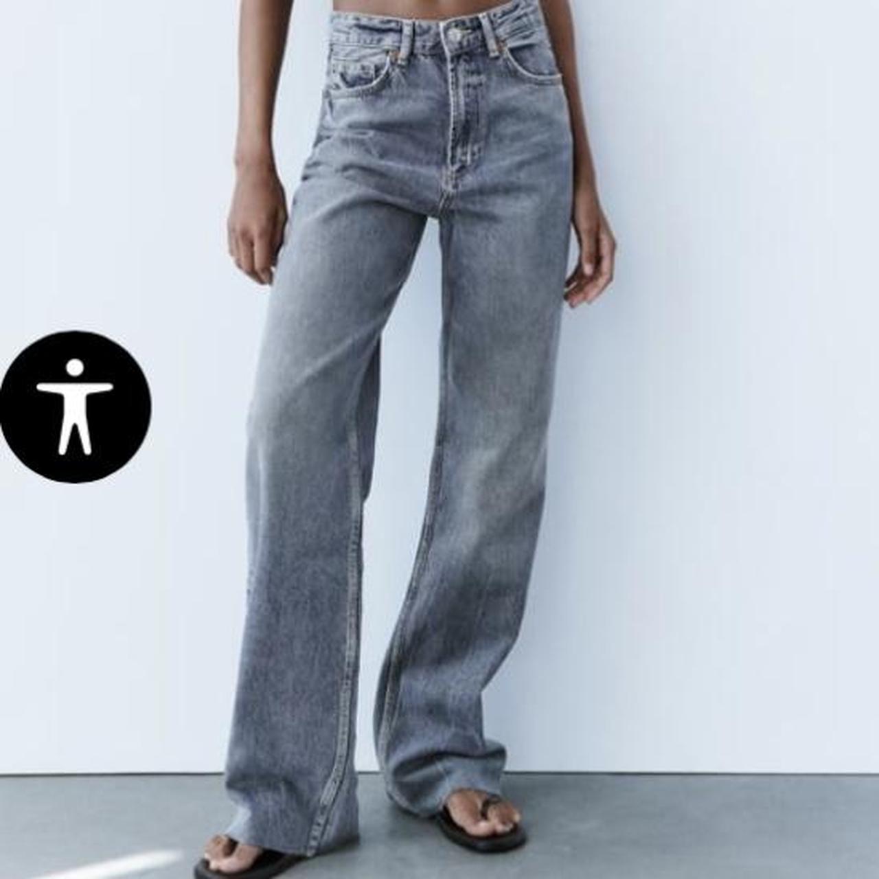 Zara TRF High Rise wide leg jeans blue Never worn,... | Depop