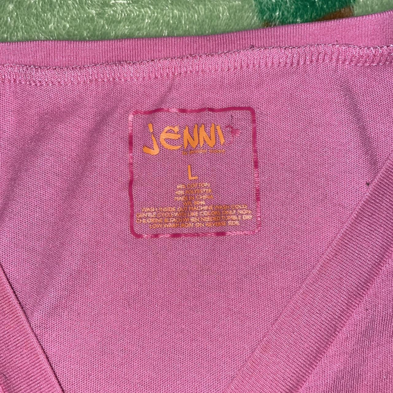 Jenni Women's Pink and White T-shirt | Depop