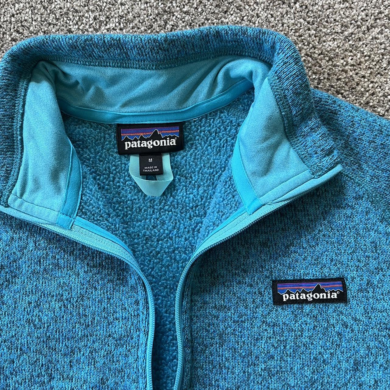 Patagonia blue speckled 1/4 zip fleece -Size:... - Depop