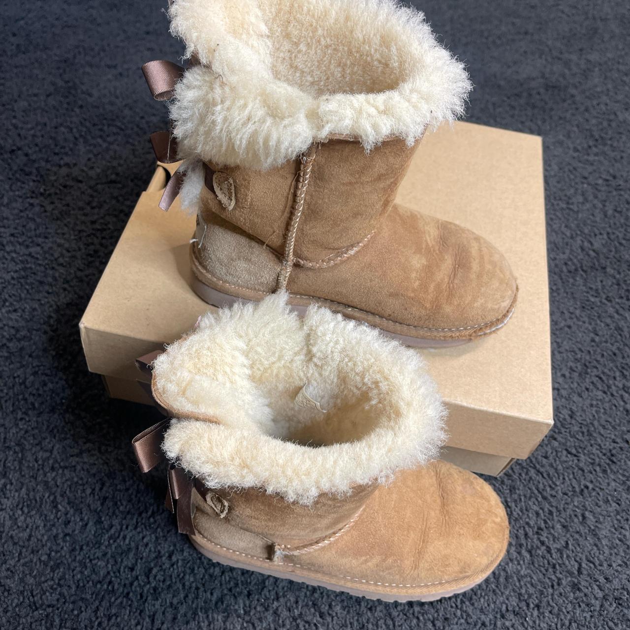 Tan UGG boots with bow #UGGboots Size 13 #kids - Depop