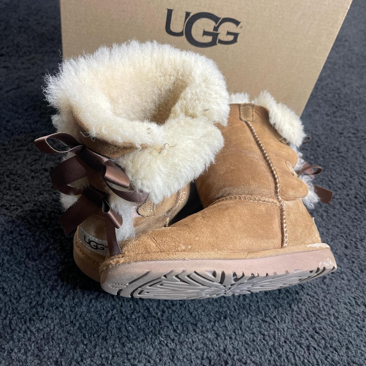 Tan UGG boots with bow #UGGboots Size 13 #kids - Depop