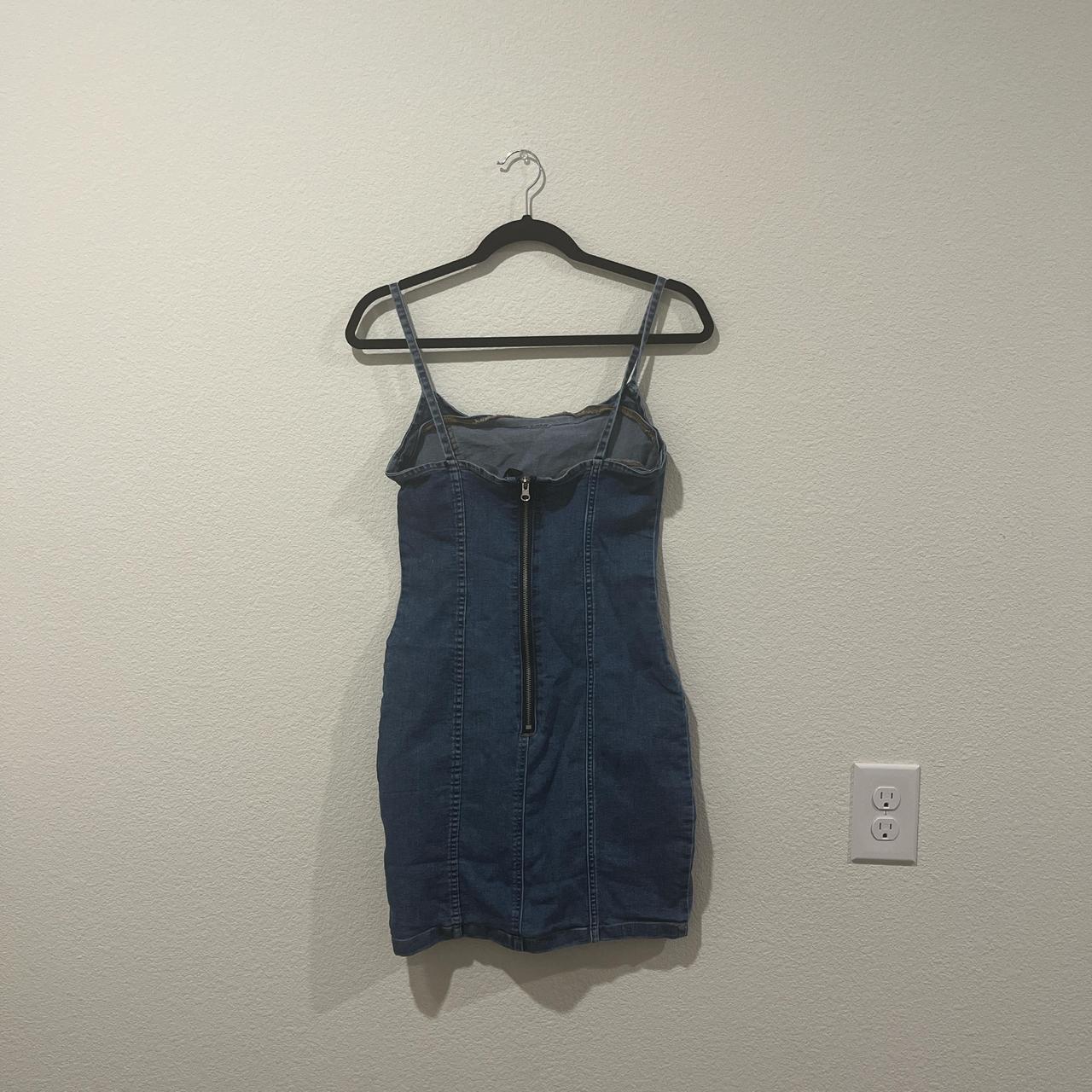 Denim mini bodycon dress - Depop