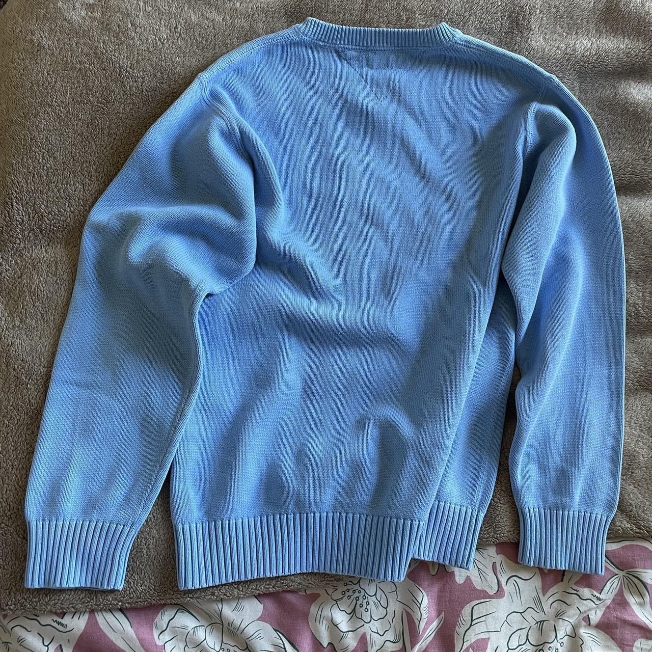 Tommy Hilfiger light blue knit sweater in medium On... - Depop