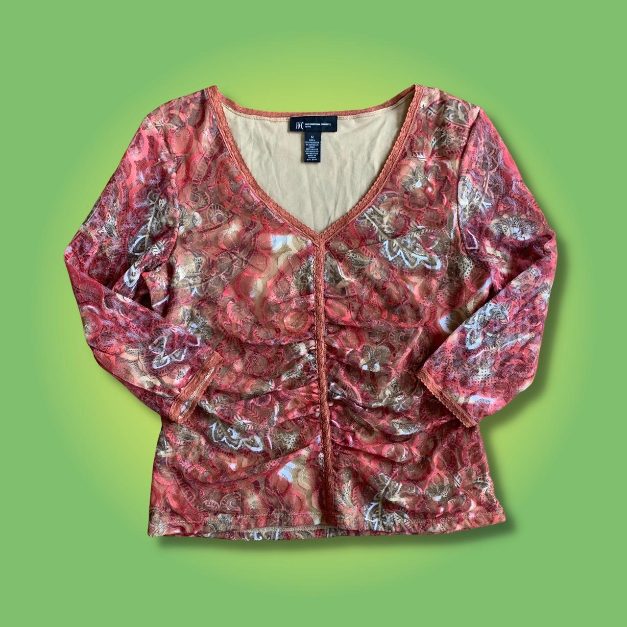 Retro Y2K INC top! Orange, red, and white lace y2k... - Depop