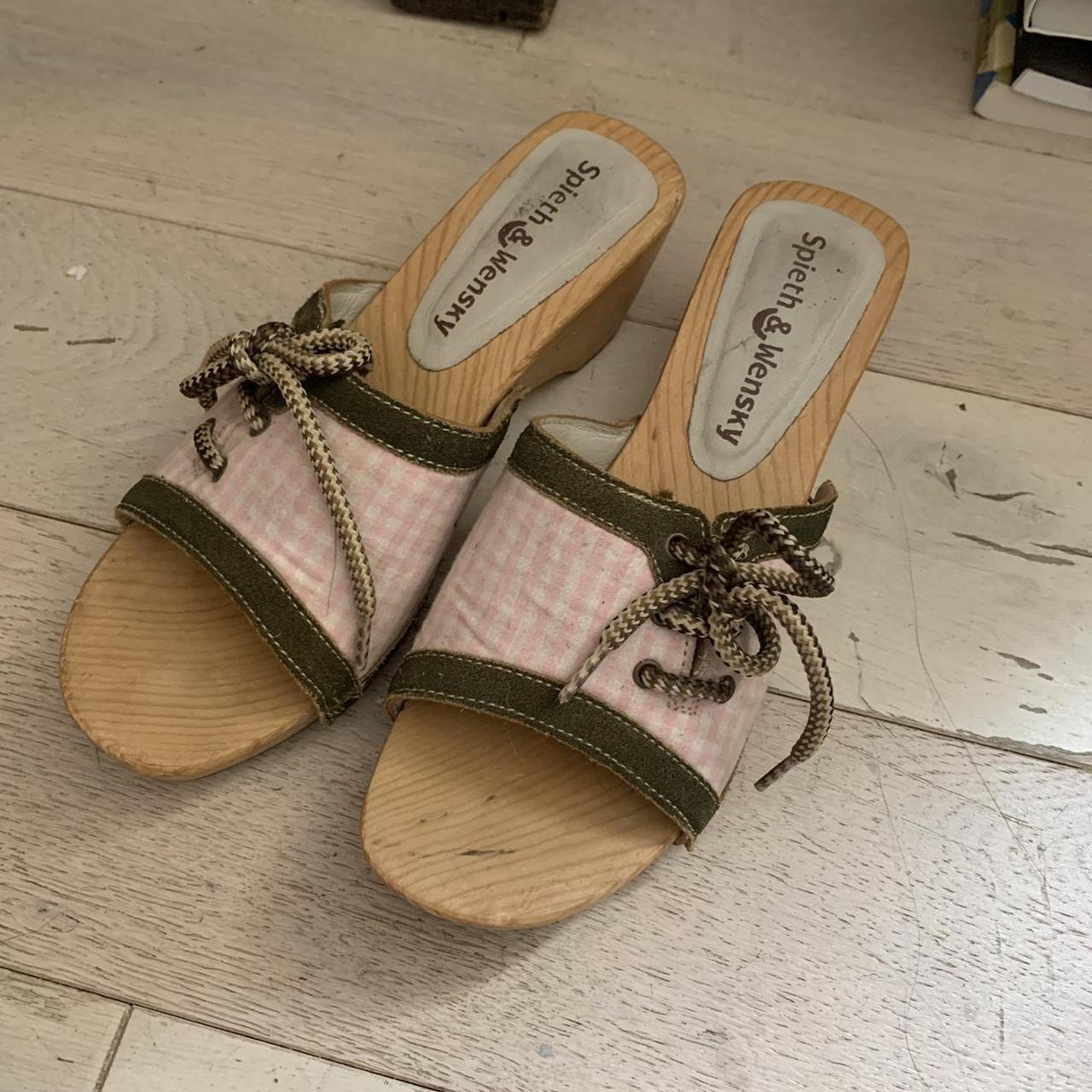 Pink lace up Clogs- super cute Size 36 - Depop