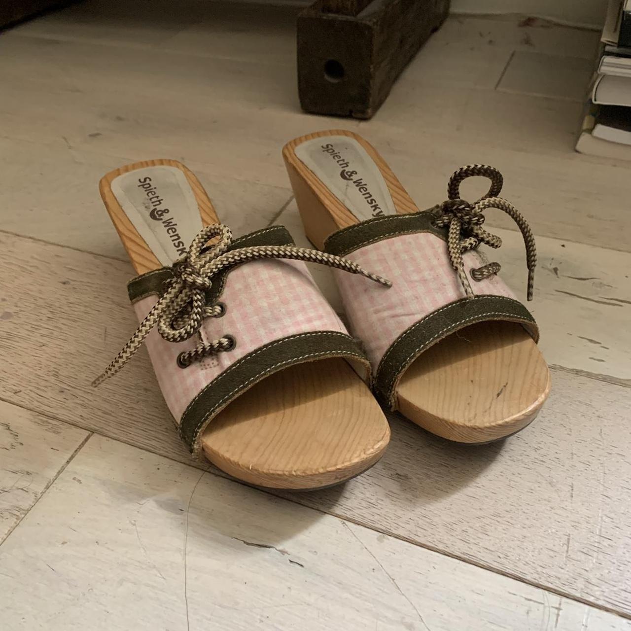 Pink lace up Clogs- super cute Size 36 - Depop