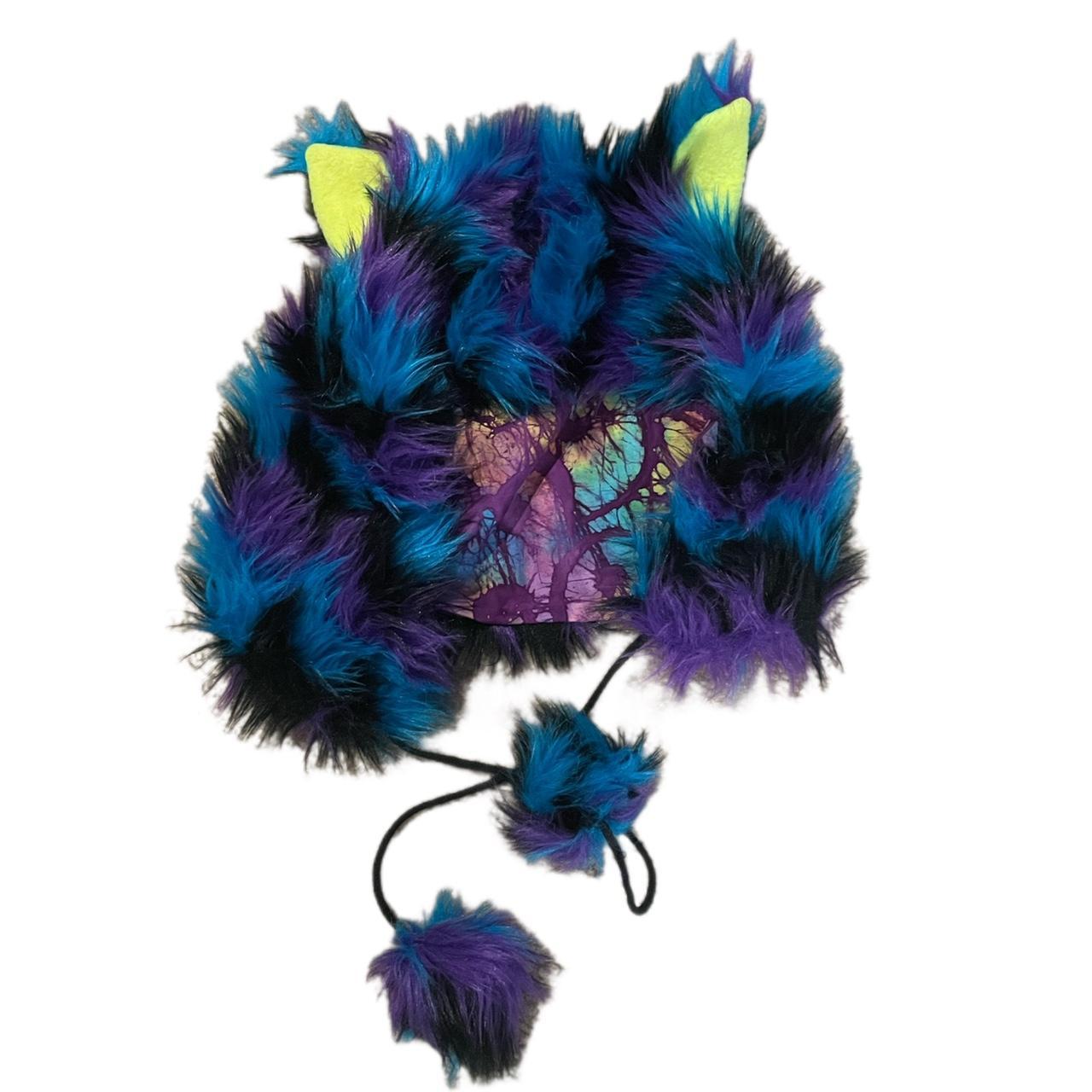 Furry Cat rave fluffy hat So cute and has a bandana... - Depop