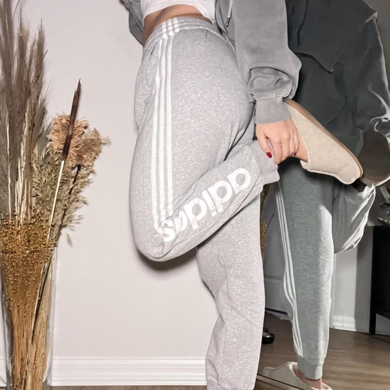 Gray Addidas sweats Size L (I’m usually size M/L) - Depop