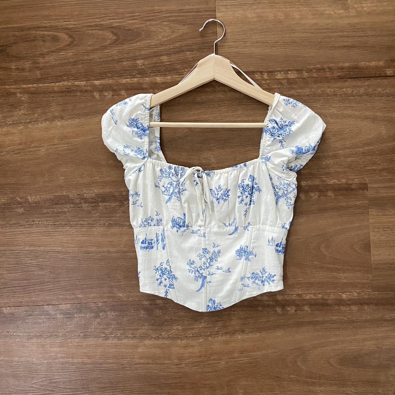Glassons corset top with blue nature... | Depop