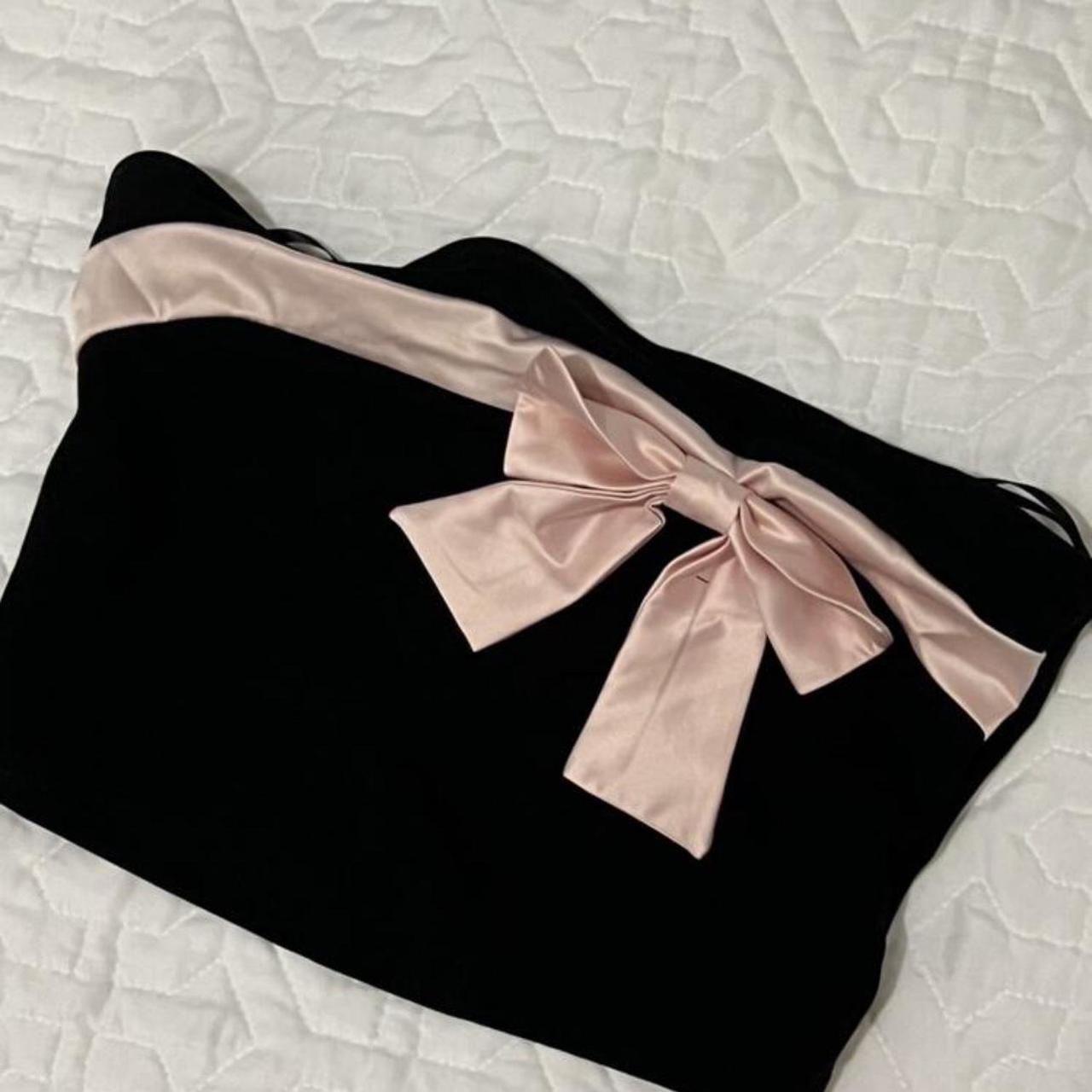Sexy Mouse Pink Ribbon Black Tube Top #vintage #y2k... - Depop