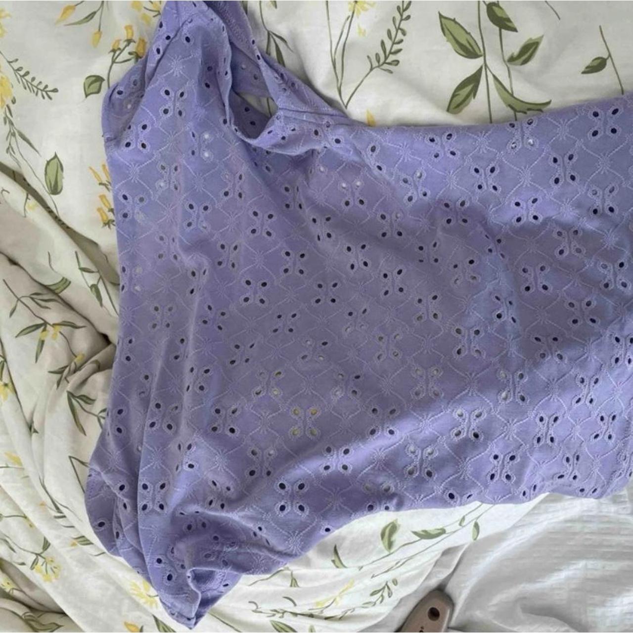 Textured Floral Lilac pastel Purple Open Back... - Depop