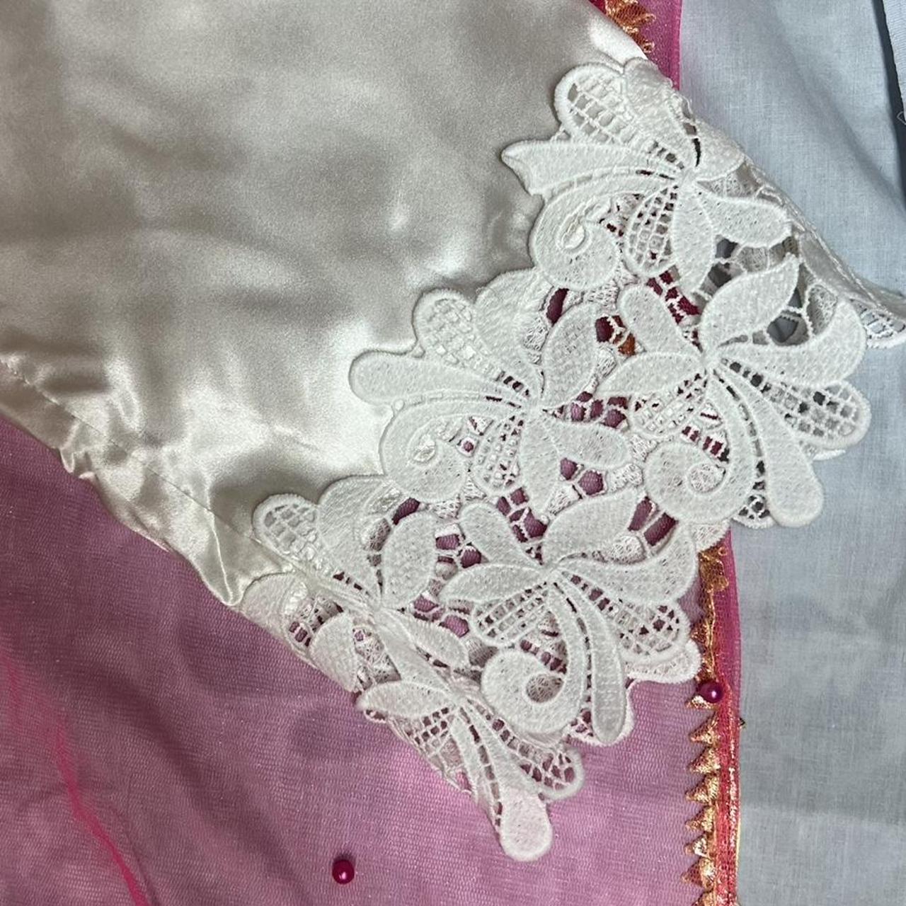 Beautiful Satin White Embroidered Lace Robe ... - Depop