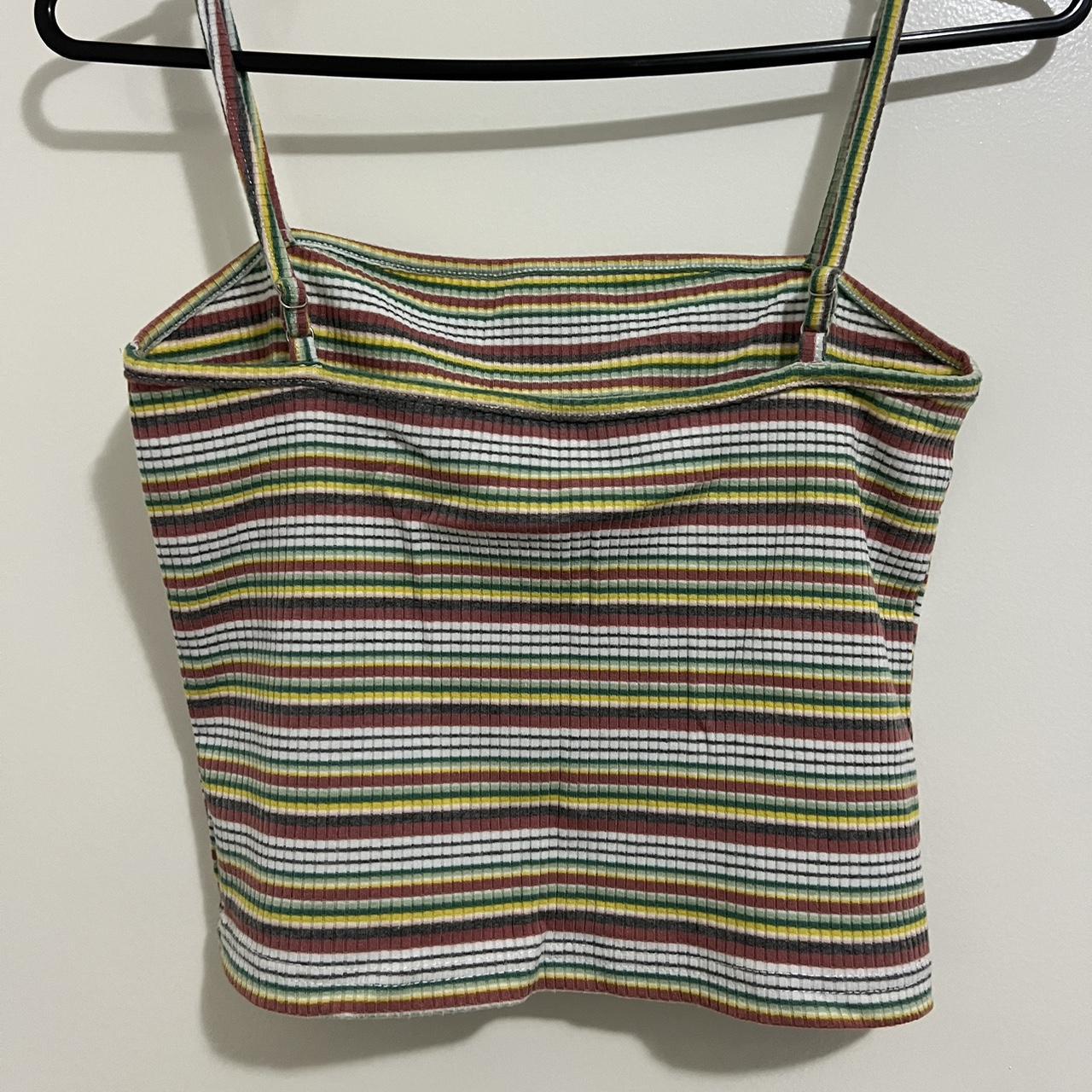 Striped singlet, adjustable straps. Size... - Depop