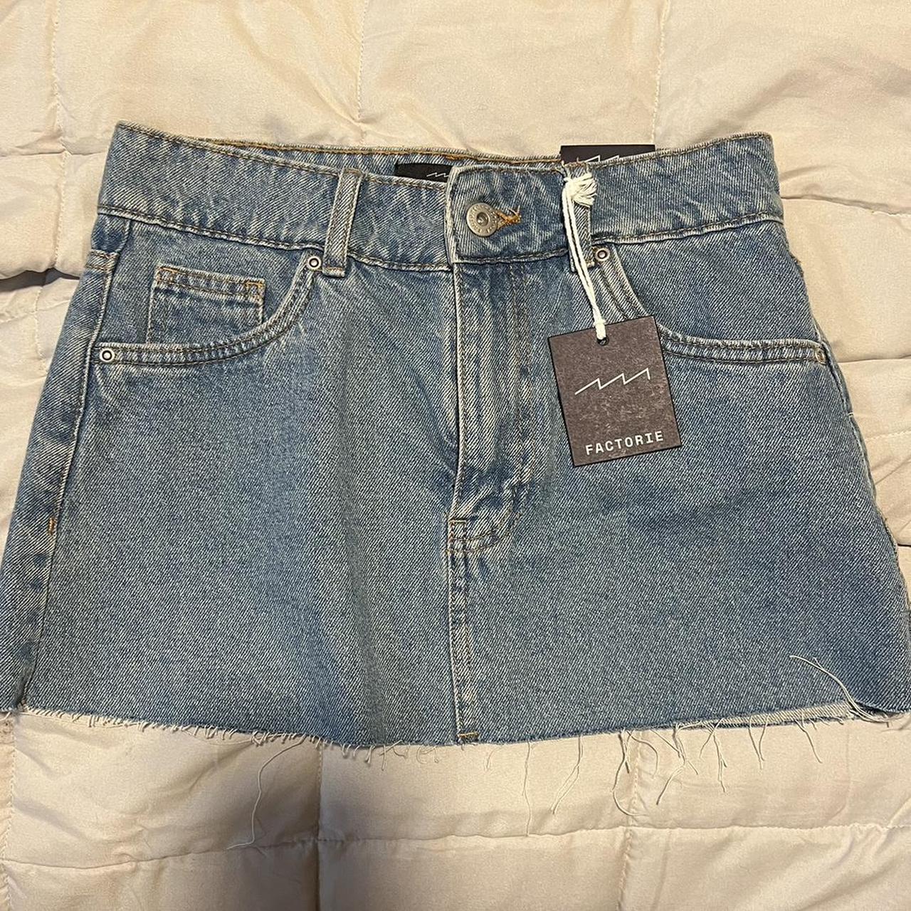 factorie low rise denim mini skirt brand new with... - Depop