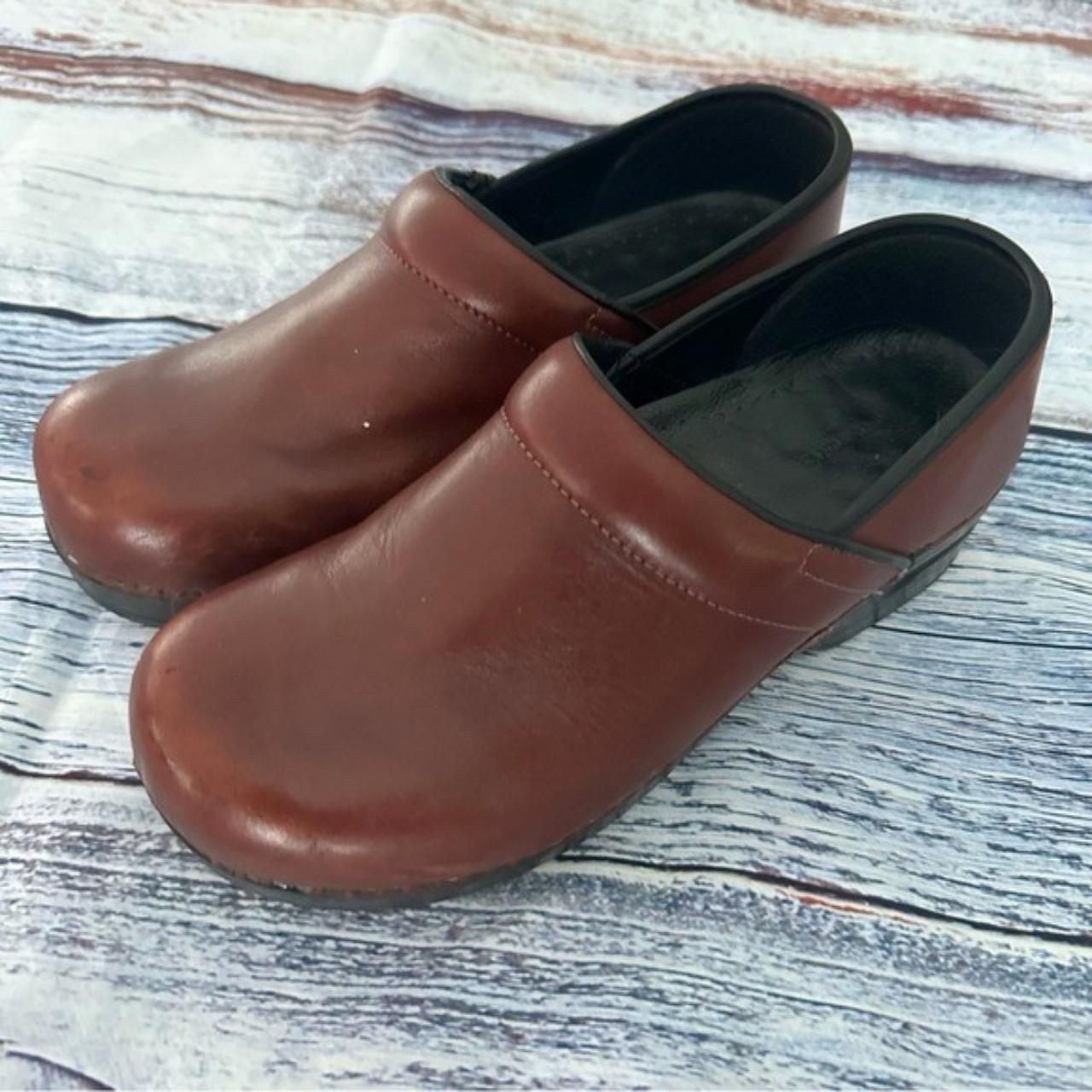 Lands' End Women's Burgundy Clogs | Depop