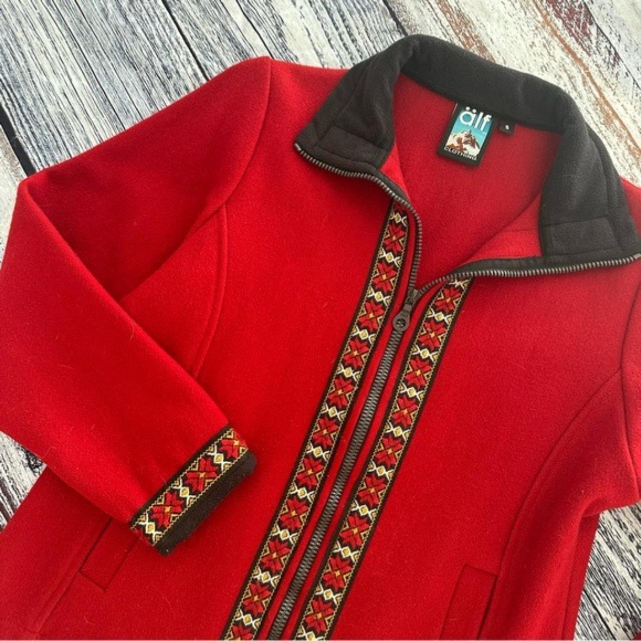 Alf By Kuhl Red Bergan Wool Zip Front Jacket Size... - Depop