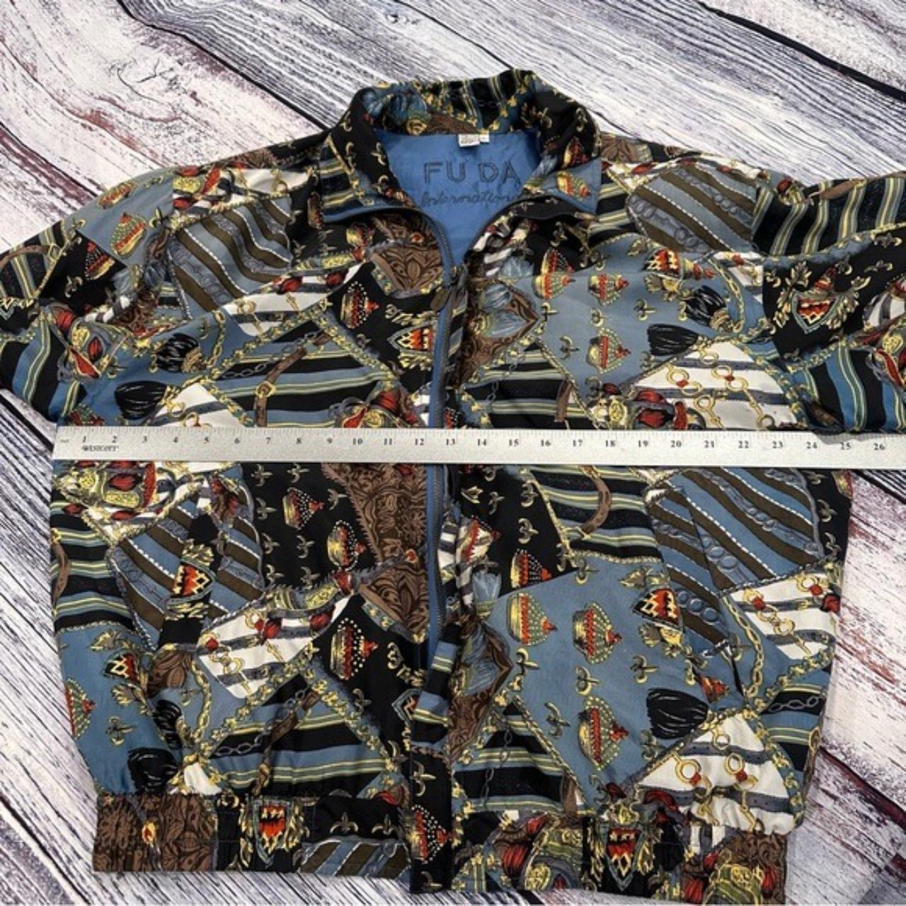 FUDA International 100% Silk Funky Print Zip Up... - Depop