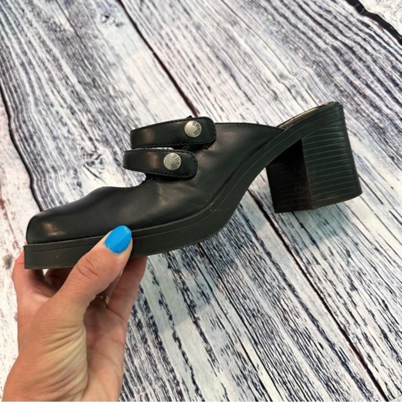 Vintage Mudd Vegan Leather Mary Jane Mules Size... - Depop