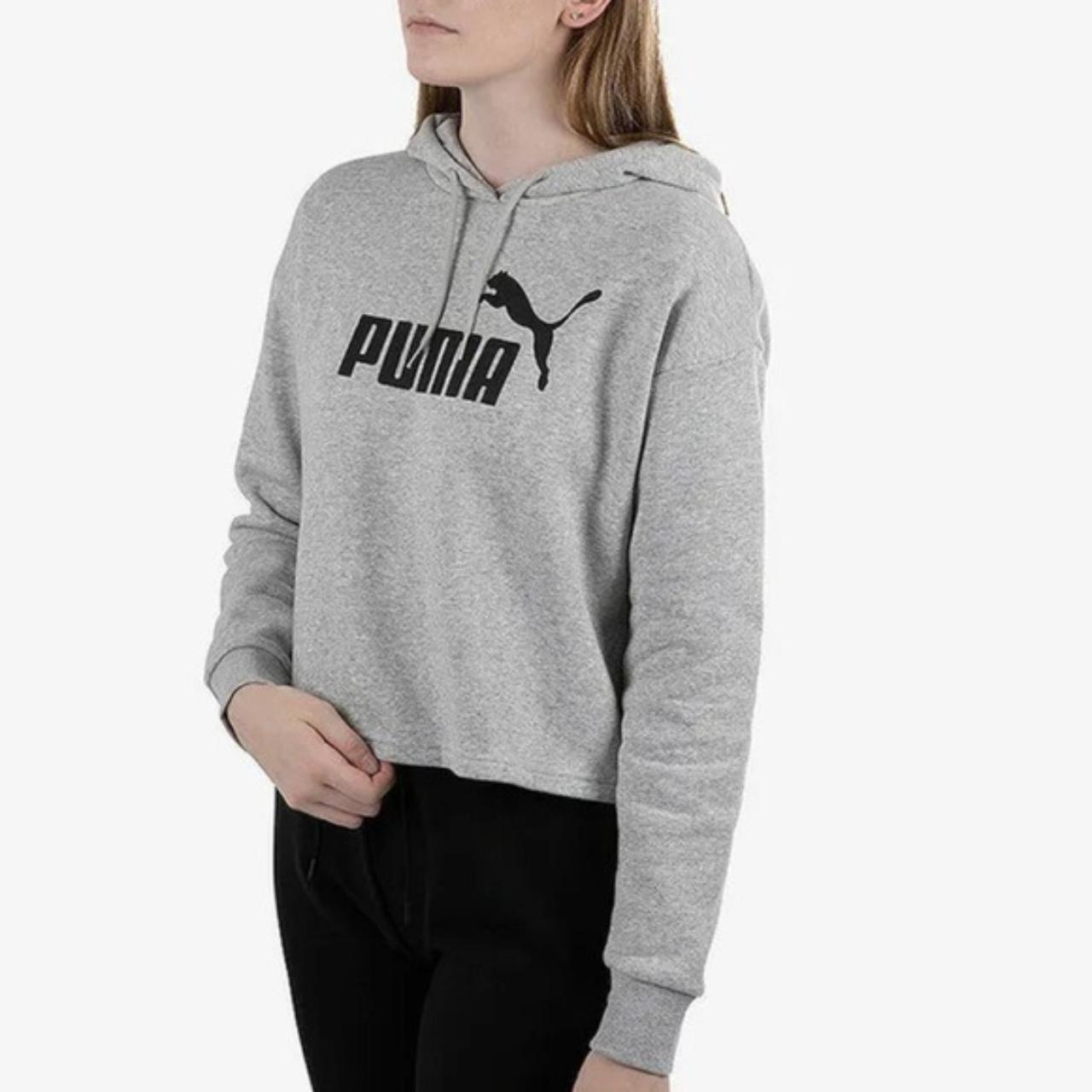 PUMA Cropped Hooded Sweatshirt Size medium Good... - Depop