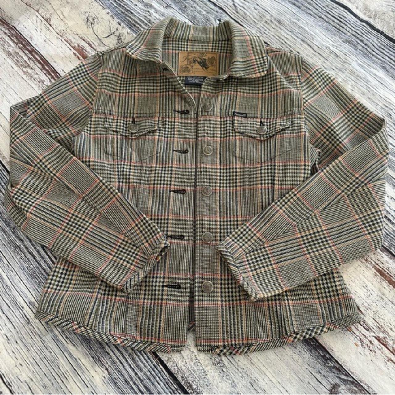Vintage Faconnable Plaid Cotton Denim Jacket |... - Depop