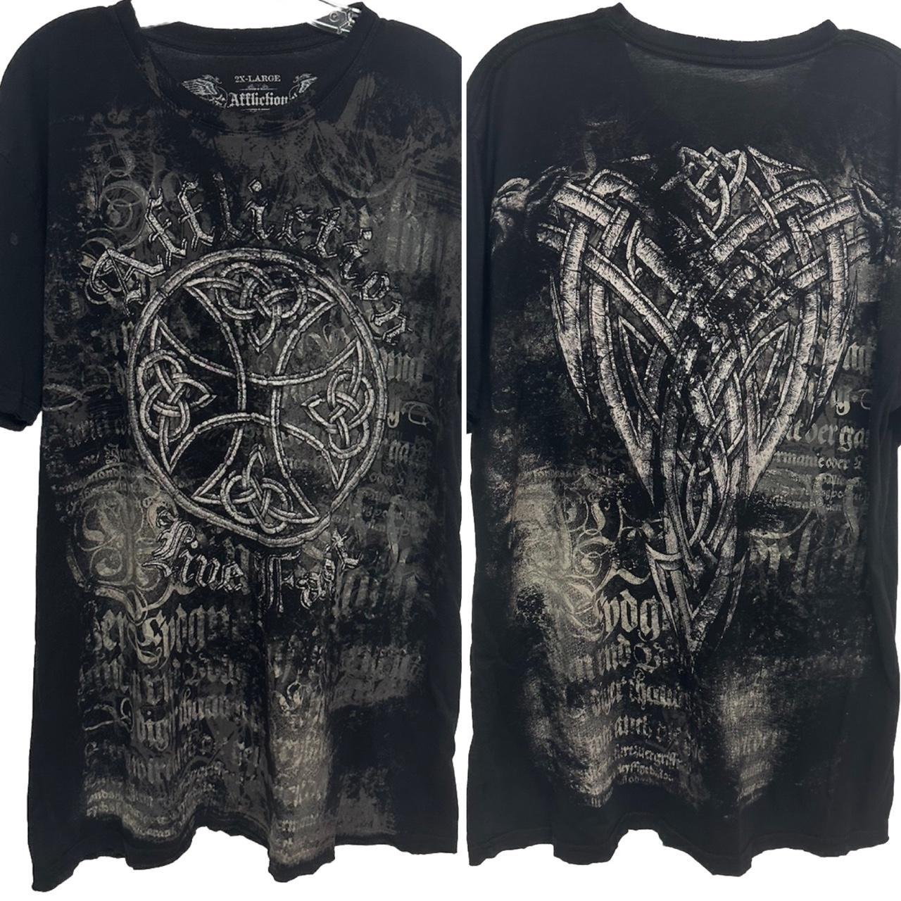 Affliction Celtic Cross T shirt 2XL Y2K Made in USA... - Depop