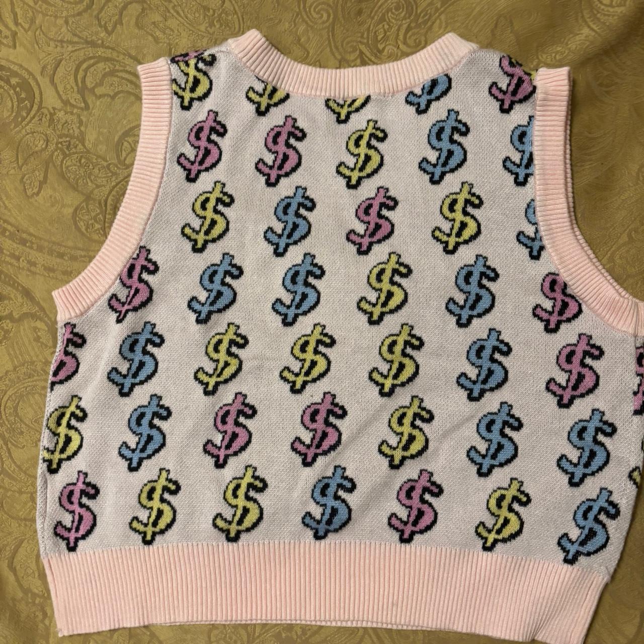 Pink and multi-coloured SHEIN money sign vest... | Depop