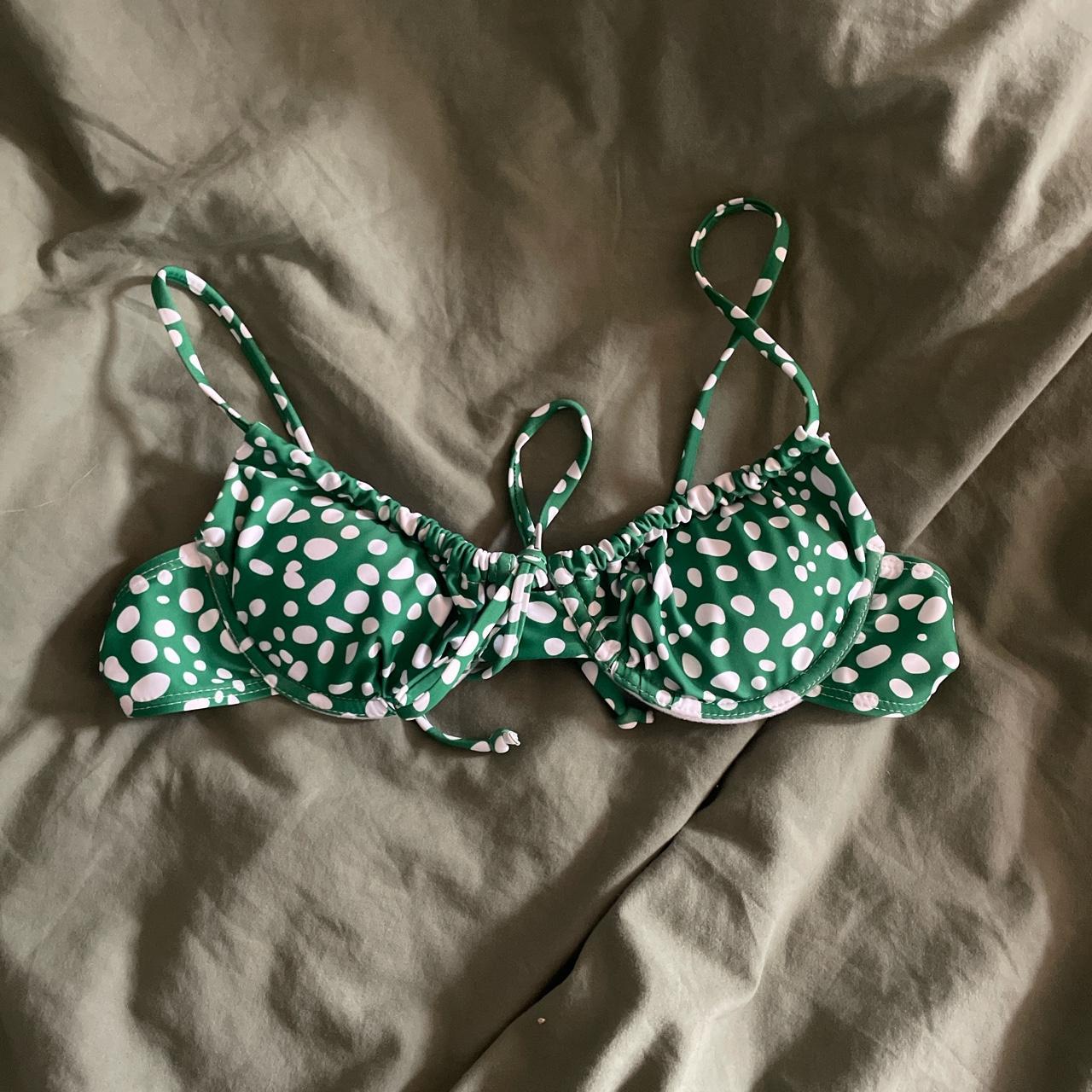 Green Polka Dot Bikini Top Depop