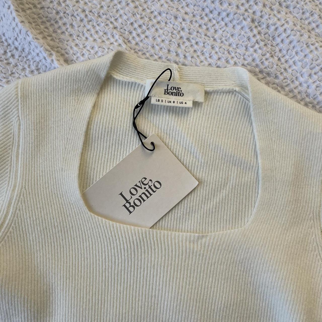 LOVE BONITO CREAM WHITE LONG SLEEVE KNIT SWEATER... - Depop