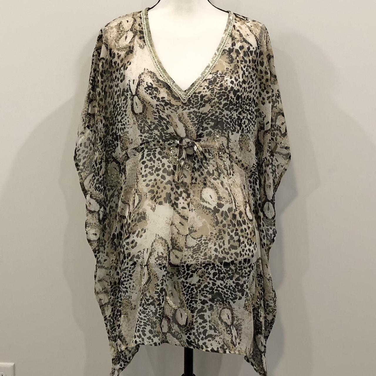 Rhona Sutton swim cover up. Tan and black all over... - Depop