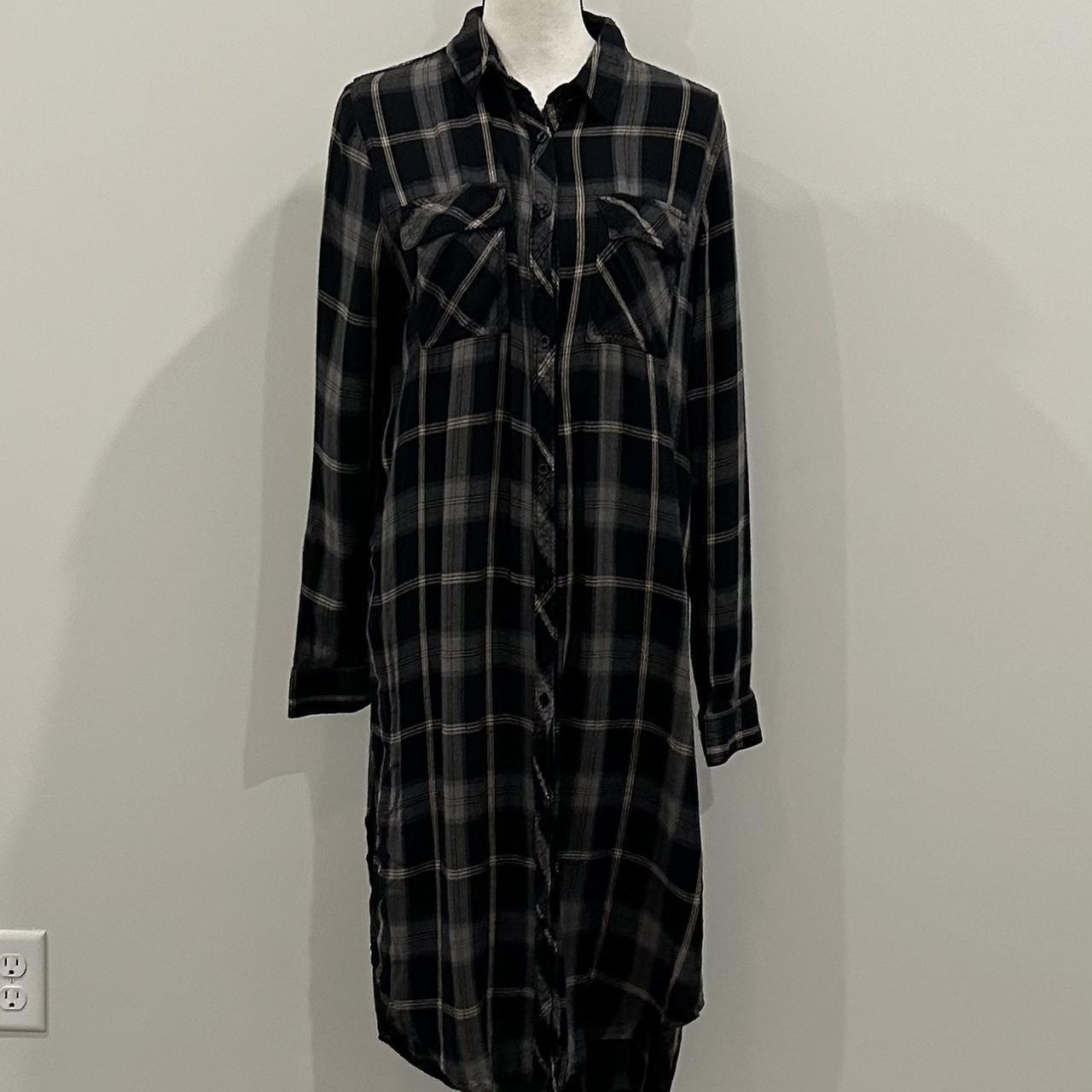 BP plaid cover shirt. Black, grey, tan, and white.... - Depop