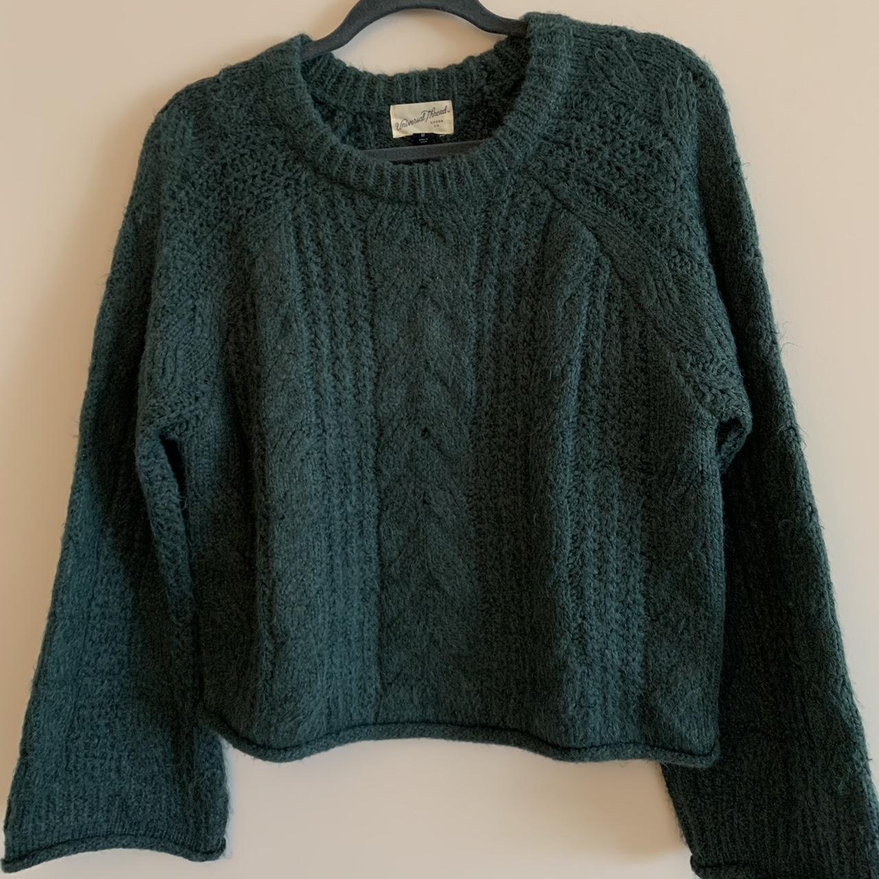 Dark green cable knit sweater Wide bell sleeve Size... - Depop