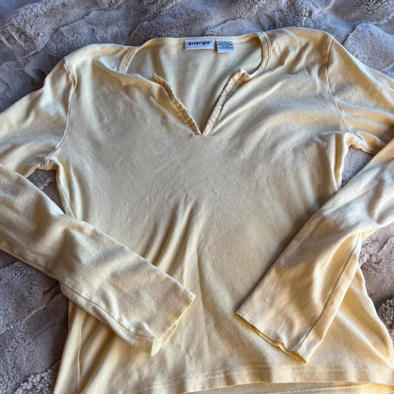 Light yellow long sleeve shirt with a relaxed fit.... | Depop