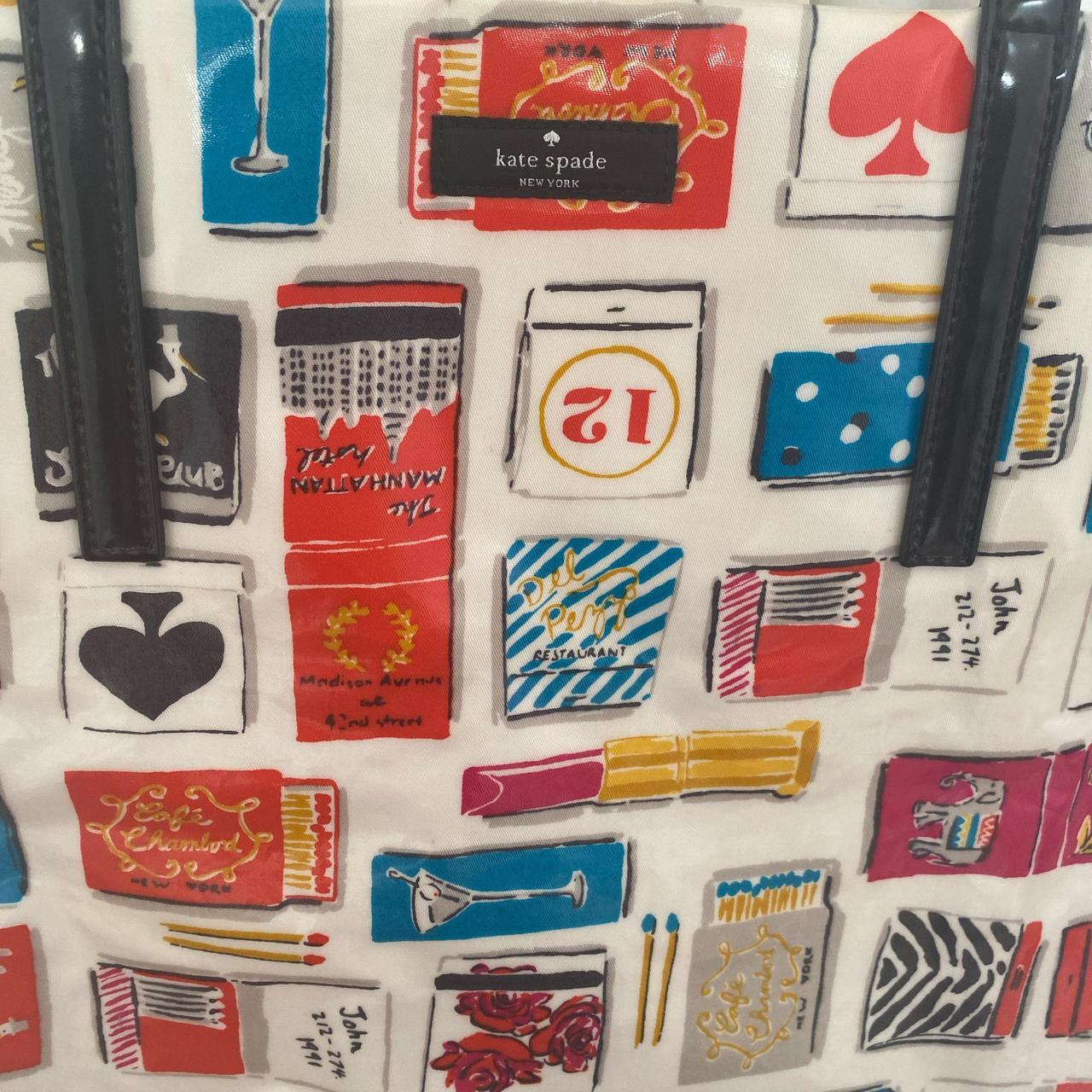 Vintage 00s KATE SPADE matchbook print tote bag... - Depop