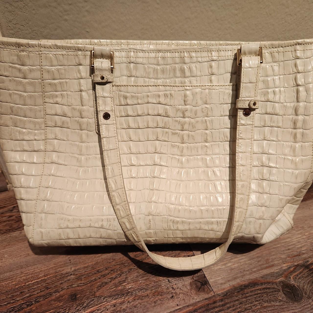 White alligator Brahmin handlebag with matching... - Depop