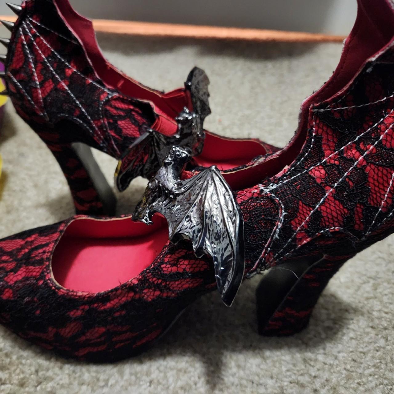 Demonia Demon-18 Red and Black lace heels. Has metal... | Depop