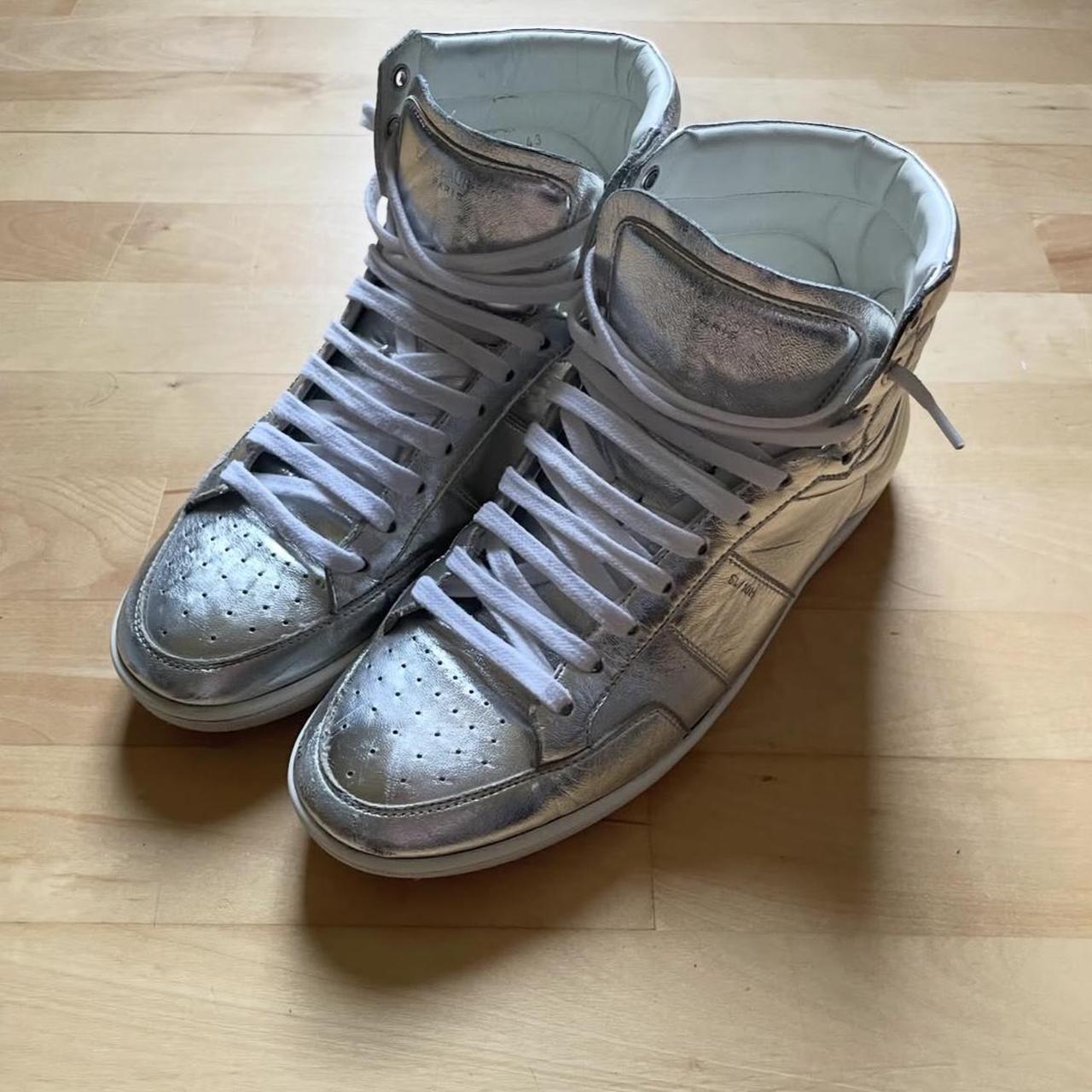 Saint Laurent Paris SL/10H high top metallic... | Depop