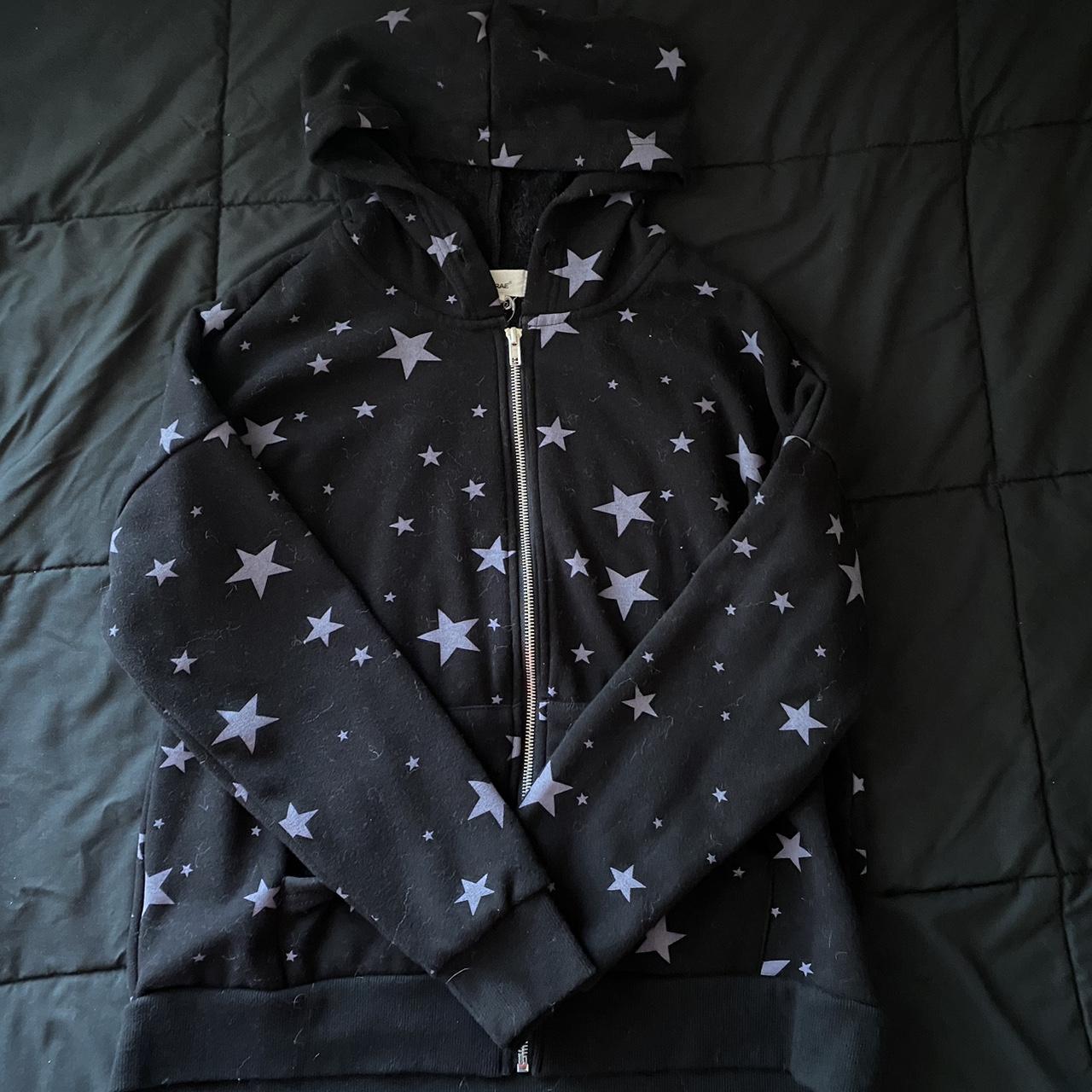Black Star Zip Up Hoodie - Depop