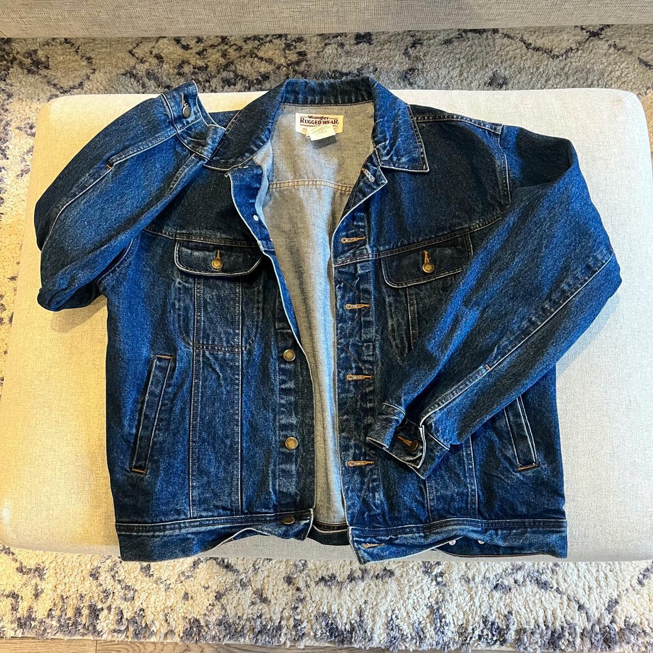 Vintage Dark Wash Wrangler Jean Jacket I'm a true... - Depop