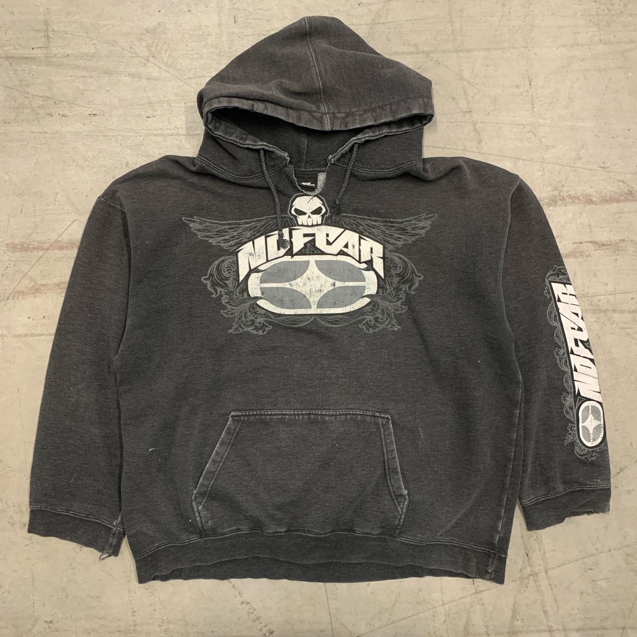 Vintage 90s Emo Grunge No Fear Skate hoodie... - Depop