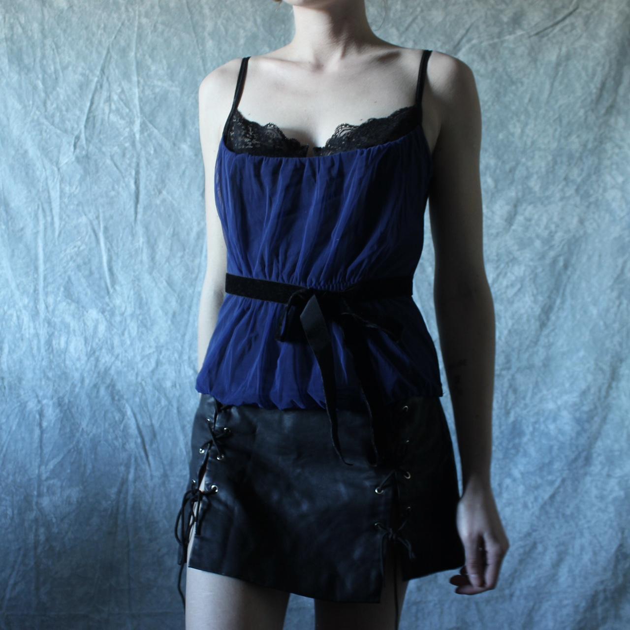 Cute mesh material goth corset style top Bow and... - Depop