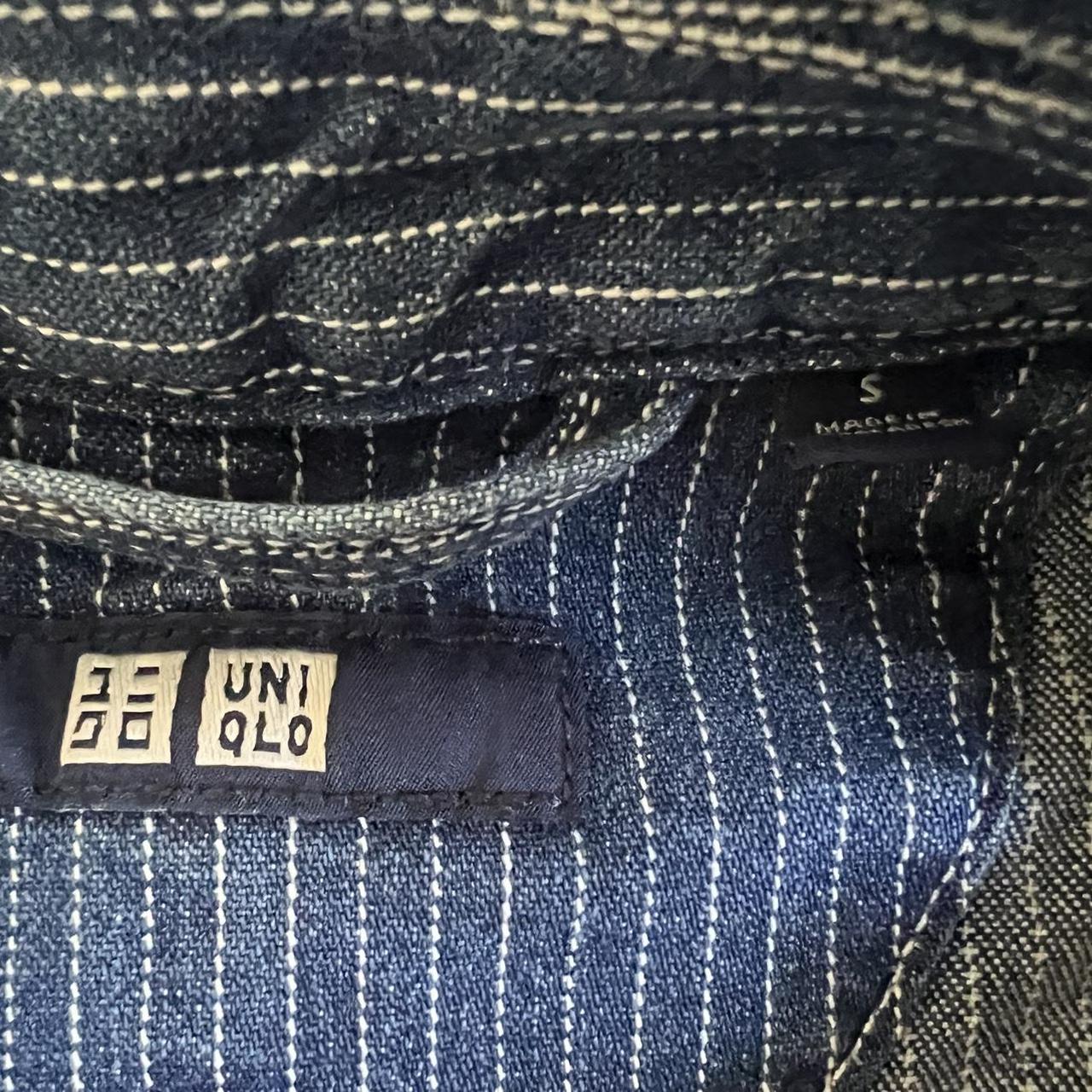 Striped denim jacket from Uniqlo. Tag says small but... - Depop