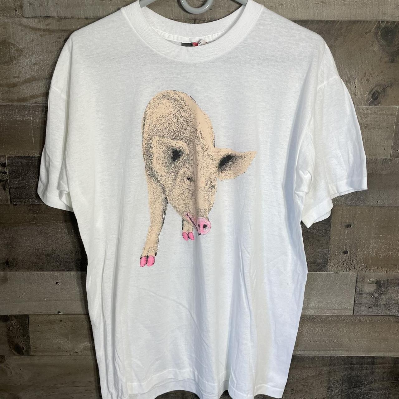 Vintage 90s PIG double sided funny pig butt graphic... - Depop