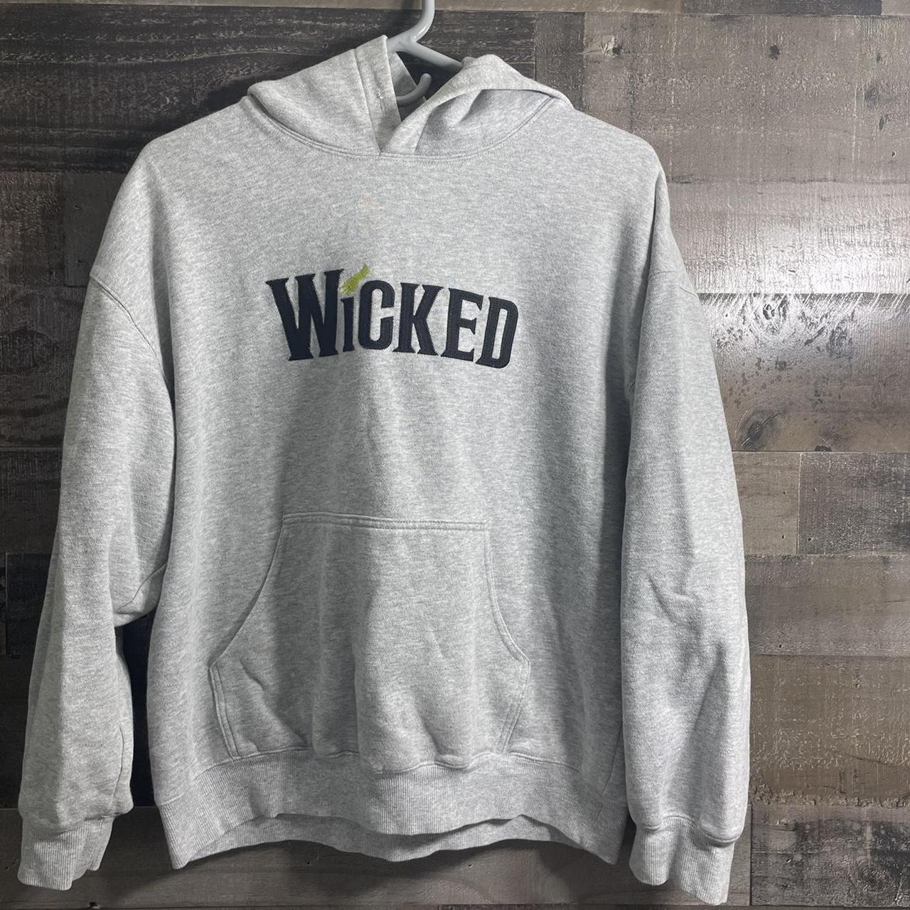 Grey Wicked Broadway Musical Hoodie Condition... - Depop