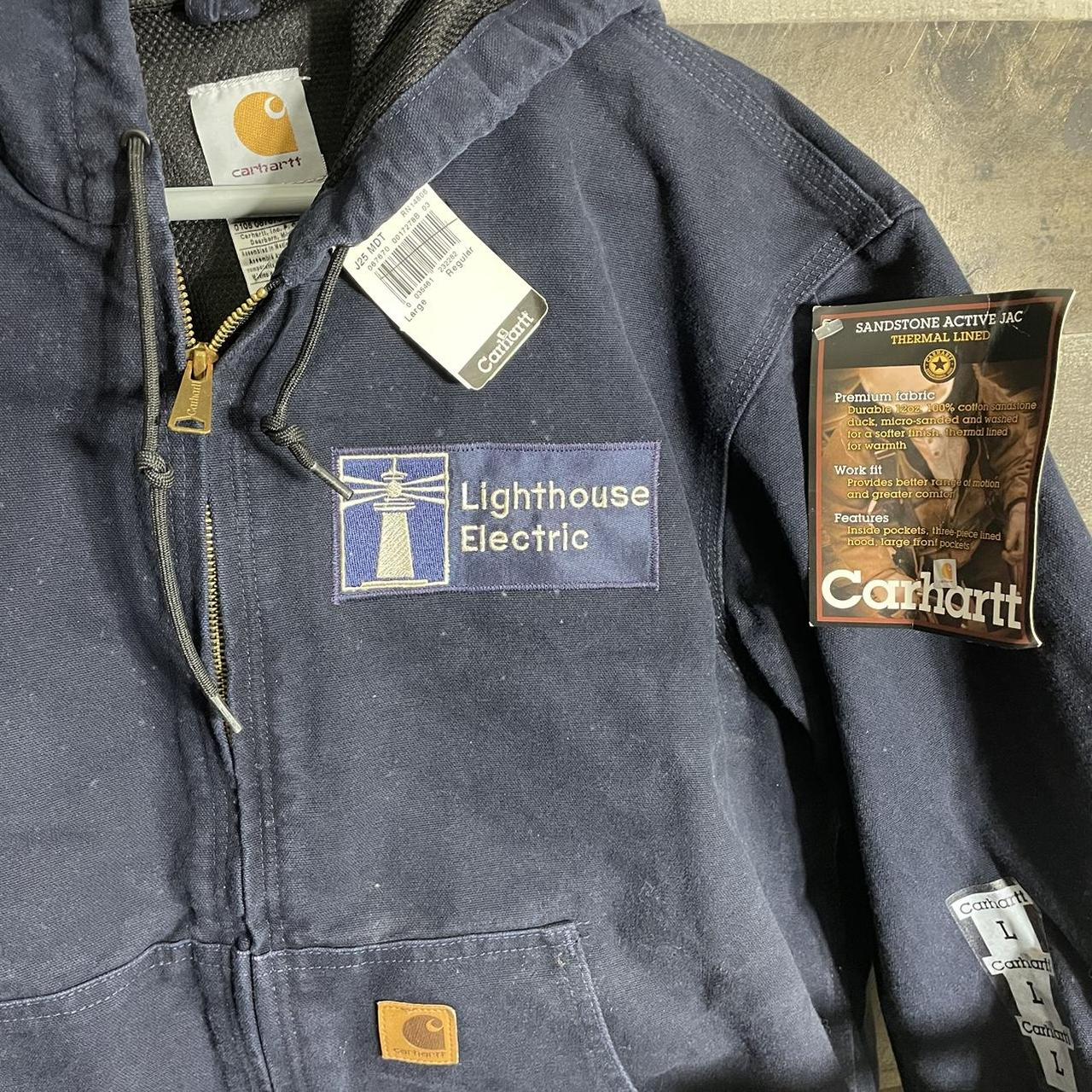 vintage navy blue CARHARTT jacket brand new with... - Depop