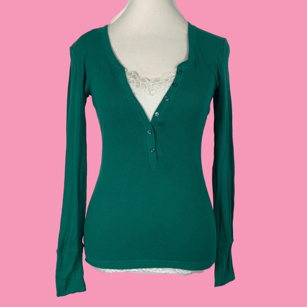 Y2k coquette lace layered long sleeve fitted... - Depop